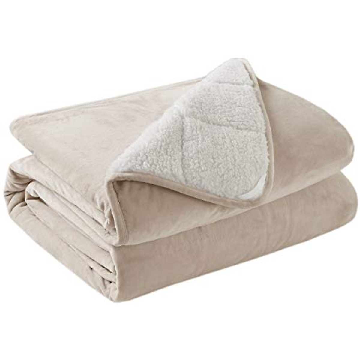 Degrees of Comfort Weighted Blanket Full Size 20 Lbs for Adults, Soft Cozy Fleece Sherpa Heavy Blankets 20lbs, Sand, 60X80 Inch