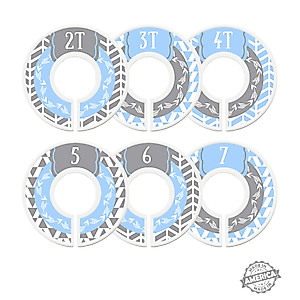 Modish Labels Toddler Child Closet Dividers, Closet Organizers, Toddler Size Dividers, Young Child Size Dividers, Boy, Woodland, Arrow, Tribal, Blue, Baby Blue, Grey, Grey (Toddler/Child)