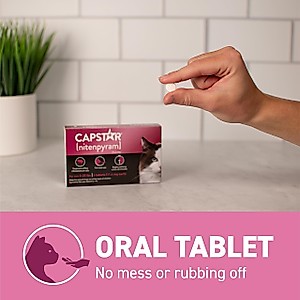 Capstar (nitenpyram) for Cats, Fast-Acting Oral Flea Treatment for Dogs 2-25 lbs, Vet-Recommended Flea Medication Tablets Start Killing Fleas in 30 Minutes, 12 Doses