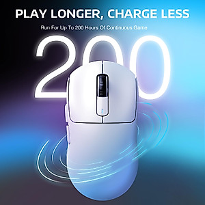 ATTACK SHARK X3 Wireless Gaming Mouse, 49g Ergonomic Computer Mouse, Triple Modes PAW3395 26K DPI Optical Sensor, 200h Battery Life, Programmable Buttons, Gaming Accessories for PC/Laptop/Mac (White)