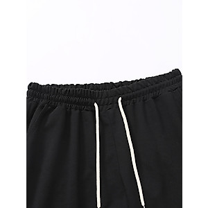 WDIRARA Men's Cartoon Bear Print Drawstring Waist Sweatpants with Pocket Black M