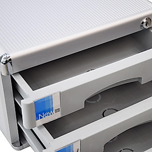 LEYT Flat File Cabinet Storage, Desktop Drawer Cabinet, 3 Drawers Aluminum Alloy Storage Drawers Desk Storage, A4 Office Box with Lock.