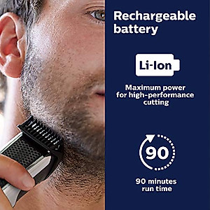 Philips Norelco Beard Trimmer and Hair Clipper Series 5500, electric, cordless, one pass beard trimmer and hair clipper with washable feature for easy clean - No blade oil needed - BT5511/49
