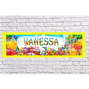 Winnie the Pooh - Personalized Birthday Name Poster with Custom Name On it, Border Mat and Frame Options