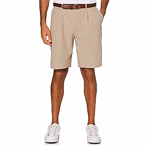 PGA TOUR mens Double Pleat With Active Waistband (Size 30 - 44 Big & Tall) Golf Shorts, Chinchilla, 38 US