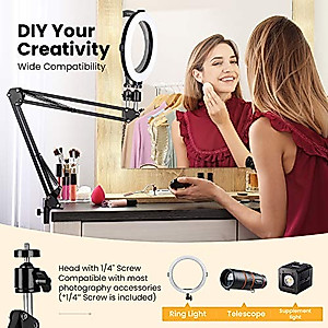 TARION Overhead Video Stand Articulating Arm Flexible Cell Phone Holder Stand Arm for Desk Table Phone Stand Holder for Overhead Video Filming Livestream Flat Photography Videography