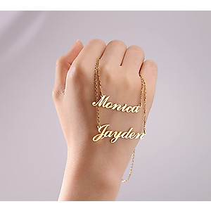 TinyName Custom Name Necklace Personalized, 18K Gold Plated Personalized Layered Choker Name Plate Necklace Customized Name Necklace for Women