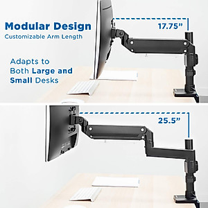 Mount-It! Ultrawide Monitor Desk Mount, Single Monitor Mount for Heavy Monitors Up to 35 Inch and 33 Lbs, VESA 100, 200 mm Compatible, Height Adjustable Gas Spring Arm 2 x USB 3.0 and Audio Port