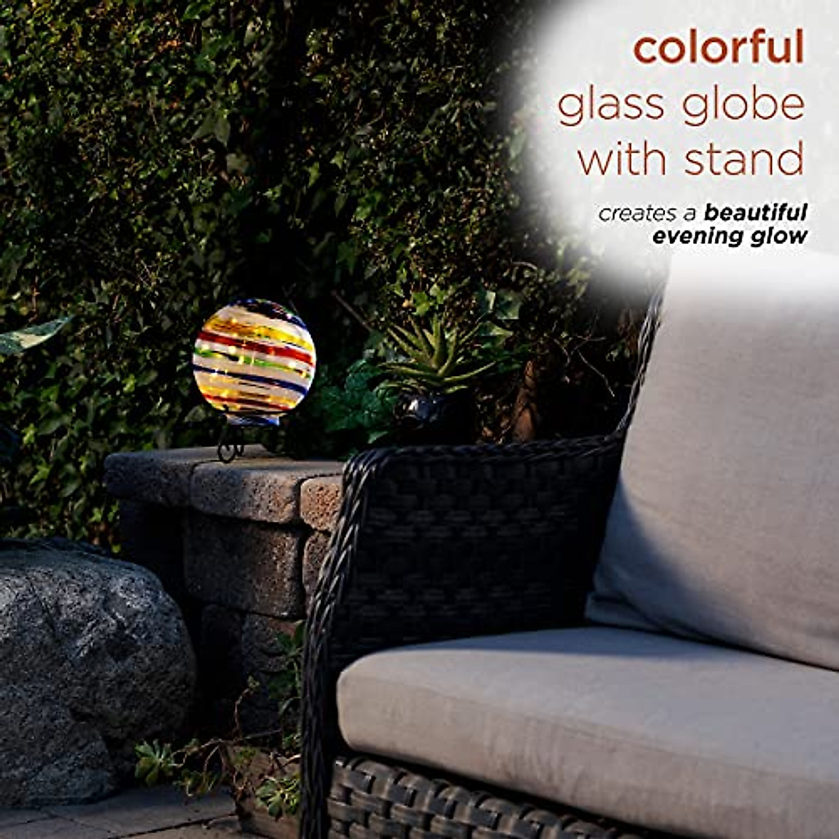 Alpine Corporation HGY310A-TM Gazing Globe with LED Lights, 10 Inch Tall, Multi-Color