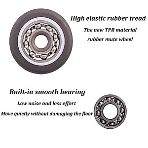 Mini Caster Wheels 1 inch Threaded Stem Casters with Brake and Screws Stem M6 x 15mm, Ball Bearing Silent TPE Rubber Low Profile Caster Wheels for Furniture Rolling Trolley Small Shopping Cart 4 Pack