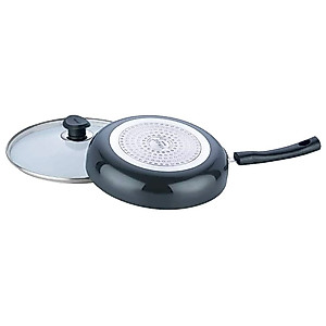 Vinod Pearl Hard Anodised Deep Fry Pan with Glass Lid, 9.5", Black