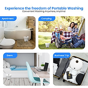 SereneLife Portable Mini Washing Machine - Foldable Bucket Washer for Clothes Laundry Lightweight and Easy to Bring, Perfect for Use in Camping, Apartments, Dorms, and Business Trip (White)