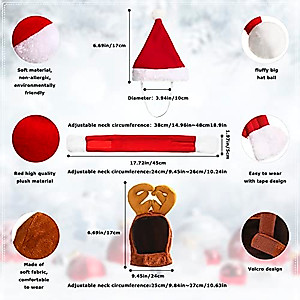 6 PCS Cat Christmas Outfit Cat Santa Hat with Scarf Cute Christmas Elk Antler Reindeer Cat Hat Green Santa Dog Hat Christmas Pet Costume Adjustable Puppy Dog Cap for Cat Costumes Xmas Party Supplies