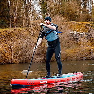 AQUAPLANET Pace Inflatable Paddle Board 10.6 Foot - Ideal for SUP Beginners to Intermediate - Stand Up Paddle Board Kit with Fin, Paddle, Pump, Repair Kit, Backpack, Leash, Dry Bag, Carry Strap