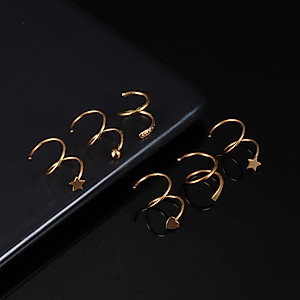 Drperfect 10Pairs Twisted Hoop Earrings for Women 316L Stainless Steel Spiral Earrings Cuff Wrap Earrings Double Hoop Earrings Twist Earrings