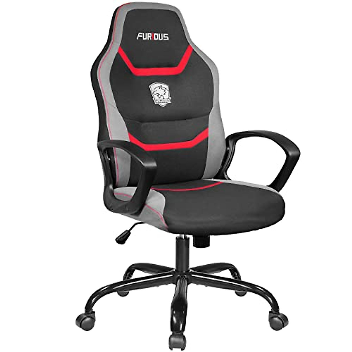 Toszn Office Chairs, Gaming Chair Swivel Ergonomic Computer Desk Chair with Mesh Padded Seat Adjustable Video Gamer Chairs for Teens, Back Support and Nylon Armrest Red