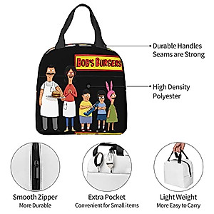 ORPJXIO Lunch Bag Bob's Anime Burgers Reusable Lunch Box Portable Insulated Lunch Tote for Outdoor Picnic Office 8.5 X 8 X 5in