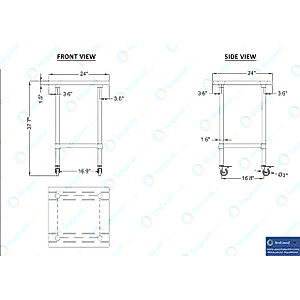 24" X 24" AmGood Stainless Steel Work Table with Wheels | Metal Mobile Table | Food Prep