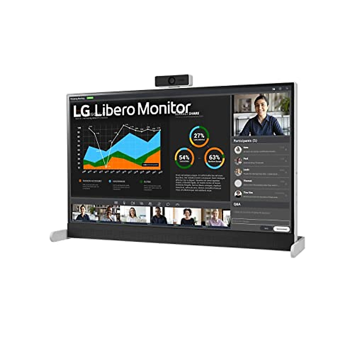 LG 27'' 27BQ70QC-S 27-inch QHD Libero Monitor with Detachable Full HD Webcam, 27-inch QHD (2560 x 1440) IPS Display