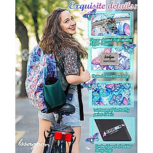 LSSAGOON Butterfly Print Backpack for Girls Teens Women.16in Bookbag W/Stationery Bag.Casual Baypack for Travel School Gift.