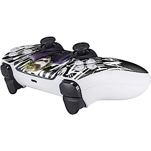 Skinit Decal Gaming Skin Compatible with PS5 and Compatible with PS5 Digital Edition DualSense Controller - Officially Licensed Warner Bros Joker The Dark Knight Design