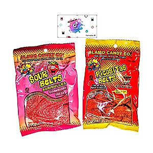 Chamoy Pickle Kit, Mexican Sour Candy Dulces, Delicious Sour Belts, Lucas 7 Pc