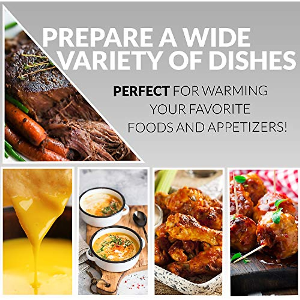 HomeCraft HCBS15SS 3-Station 1.5-Quart Stainless Steel Buffet Server Slow Cooker & Warming Tray, Adjustable Temperature, Perfect for Dinner, Appetizers