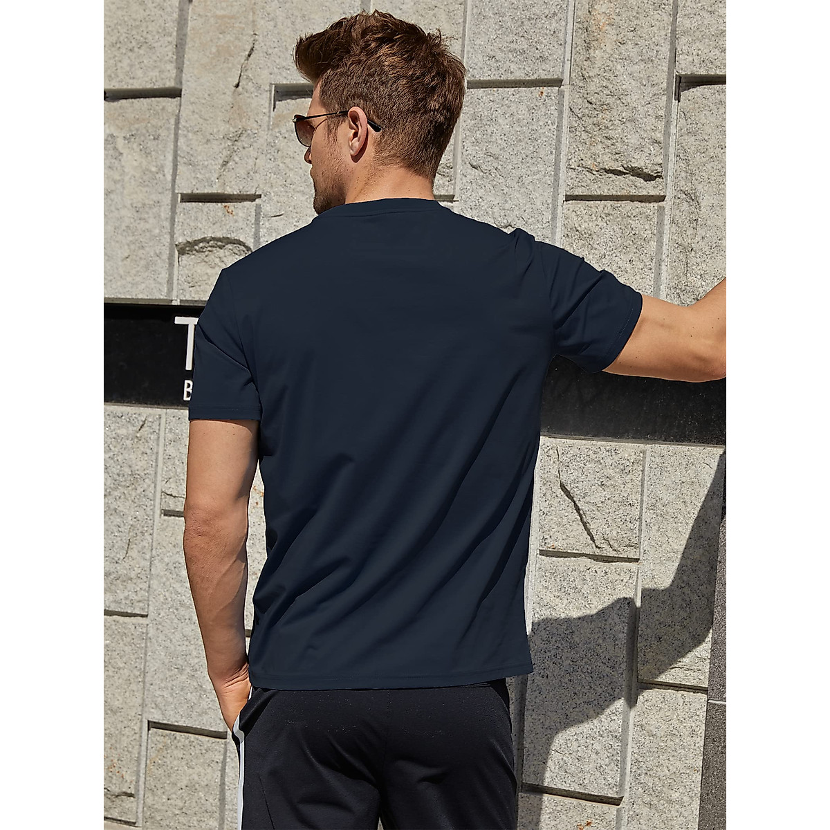 2 Pack Men's Performance T-Shirt Wrinkle-Resistant Quick Dry Short Sleeve Moisture Wicking UPF 50+ Sun Protection Athletic(2 Dark Blue,XXL)