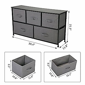 MAXCBD Nightstand Bedside Table Drawer Cabinet Fabric Dresser Storage Tower 5 Drawer Organizer Unit Side Table Dresser Cabinet Storage Cabinet Ample Storage Space Storage Tower Dresser