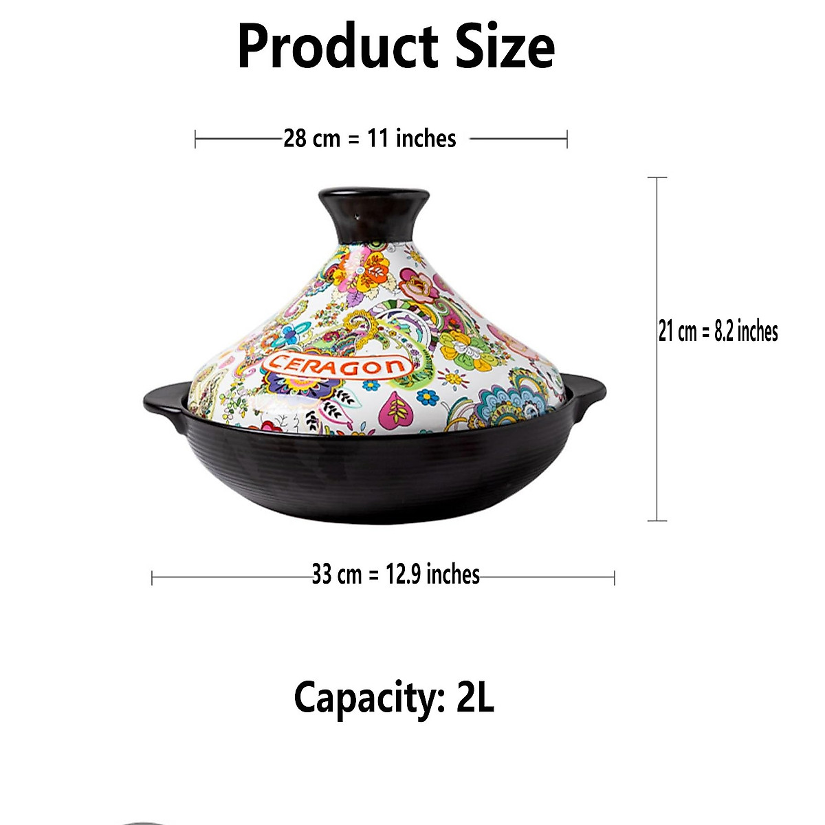 GFHVDC Moroccan Tagine, Enameled Cast Iron Cooking Pot, Flower Pattern Moroccan Tagine Pot Enameled Cast Iron Casserole Non Stick Saucepan Exotic Stew Pot with Lid