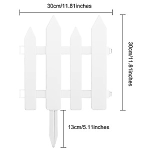 ELECLAND 6 Pieces Garden Fence with 6 Pieces Fence Inser White Plastic Fence Garden Picket Fence Edgings Lawn Flowerbeds Plant Borders Decorative Garden Yard