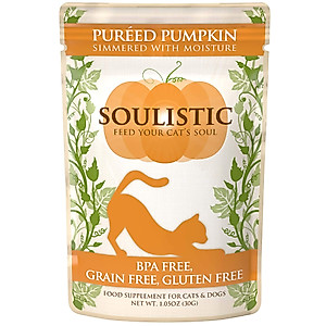 Soulistic Pureed Pumpkin Food Supplement for Cats & Dogs, 1.05 oz., Case of 12, 12 X 1.05 OZ