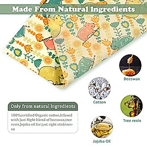 Beeswax Reusable Food Wraps 9 Packs - Beeswax Wraps for Food, Beeswax Wrap Sustainable Wax Paper for Sanwich Bread Cheese Fruits Snacks, Zero Waste(S/M/L)