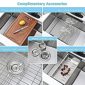 30 Inch Undermount Workstation Sink -Bokaiya 30x19 Stainless Steel Undermount Kitchen Sink Single Bowl 16 Gauge Deep Single Bowl Kitchen Sink with Cutting Board