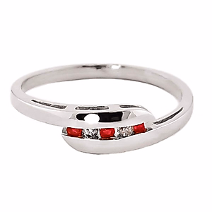 Galaxy Gold GG 14k Solid White Gold Channel Set Ring 0.25 ct Ruby Diamond - Size 6.0