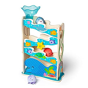 Melissa & Doug Rollables Wooden Ocean Slide Infant and Toddler Toy (5 Pieces) - FSC Certified