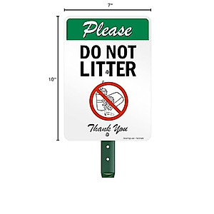 SmartSign 10 x 7 inch “Please Do Not Litter - Thank You” Yard Sign with 18 inch Stake, 40 mil Laminated Rustproof Aluminum, Multicolor, Set of 1, Made in USA