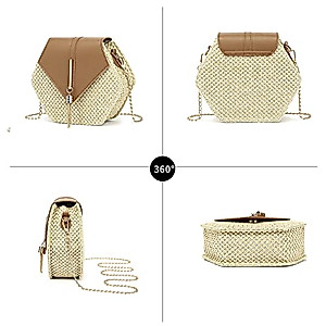 Sykorvon Straw Crossbody Bags for Summer, Cute Beach Bags for Women, Small Summer Straw Beach Woven Vacation Shoulder Bag Purses with Tassel (Brown)