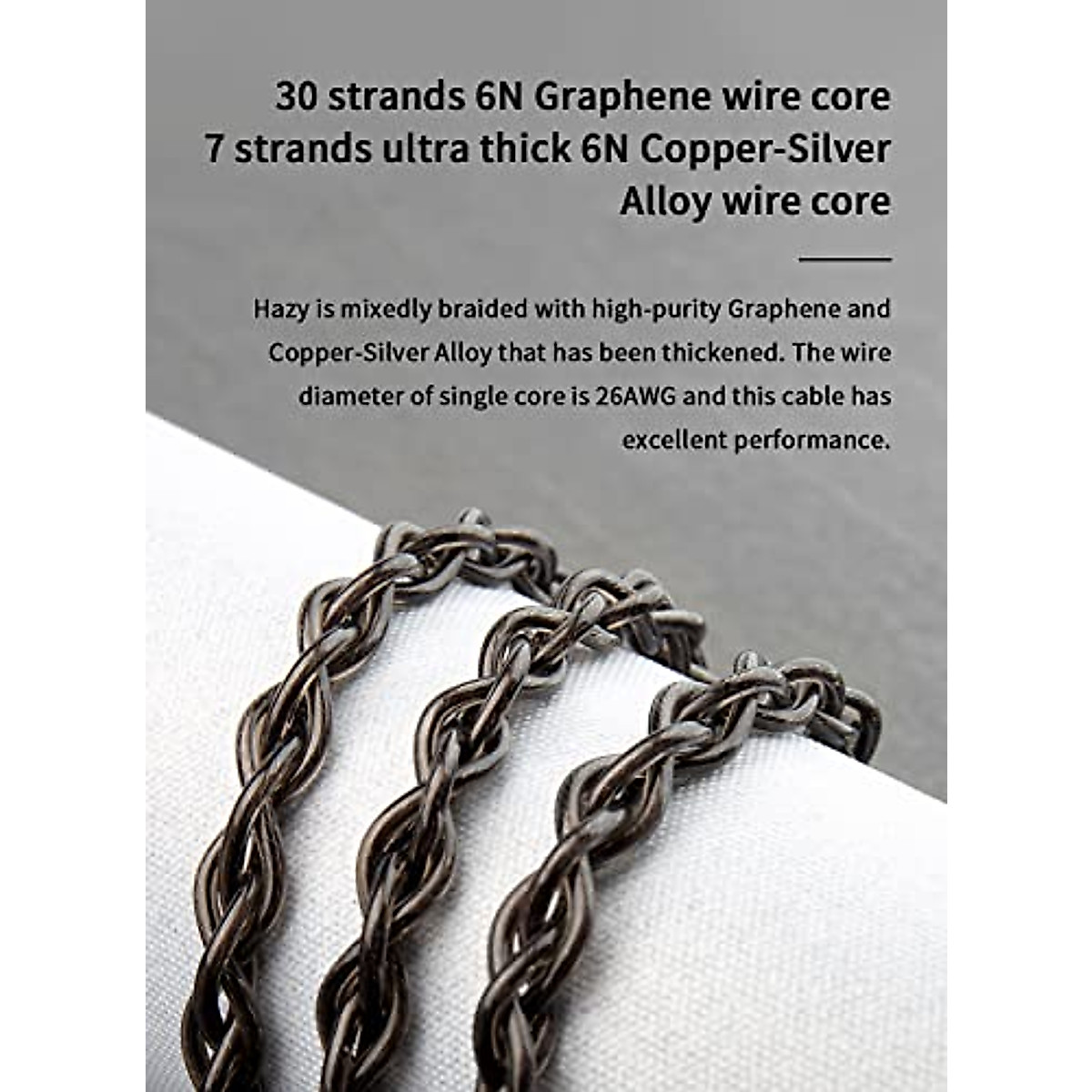 YINYOO Replacement Earphones Cable Kbear Copper-Silver Alloy Mixedly Braided Upgrade Cable for TIN Audio T2 T3 T2 PRO Shure SE215 SE535 UE900,BGVP Earphones (3.5mm Plug, mmcx)