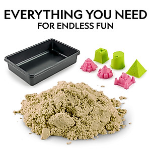 National Geographic Blue Marble Moon Sand - 12 Lbs. of Play Sand with Castle Molds (Natural) - A Fun No Mess Sensory Activity, Kids Fake Sand Play Set, Sensory Bin Filler