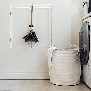 OrganiHaus White Cotton Rope Basket for Blankets 15x18 | Baby Laundry Basket | Tall Woven Baskets for Storage | Large Basket for Toys | Soft Blanket Holder Bin | Boho Blanket Basket for Living Room