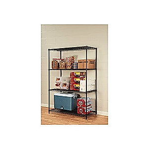Alera SW504824BL Industrial Heavy-Duty Wire Shelving Starter Kit, 4-Shelf, 48w X 24d X 72h, Black