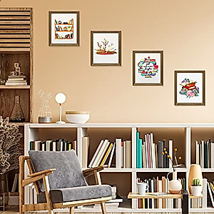 4 Set Embroidery Kit for Beginners Adults Cross Stitch Embroidery Kit for Book Lovers DIY Needlepoint Kit with Book Patterns, Instructions, Embroidery Hoops, Needles, Colored Threads, Needle Threader