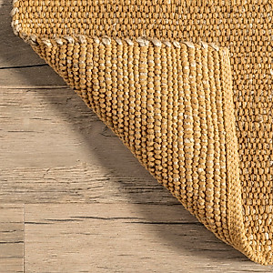 nuLOOM 9x12 Elfriede Jute & Cotton Hand Woven Area Rug, Natural, Solid Rustic Farmhouse Style, Weaved Design, Natural Fiber, For Bedroom, Living Room, Dining Room, Hallway, Office, Entryway