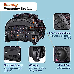 seastig Rolling Backpack 18in Wheeled Backpack Roller Backpack Carry-on Bag Laptop Backpack for Adults Kids School Trip