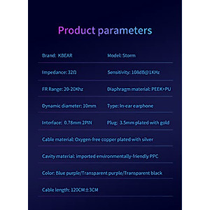 keephifi KBEAR Storm in Ear Monitor Headphones for Singers Musicians, Audiophile, 10mm Strong Magnetic Dynamic Driver Wired Earbuds in Ear Earphone IEM with Detachable OFC Cable (Black No Mic)