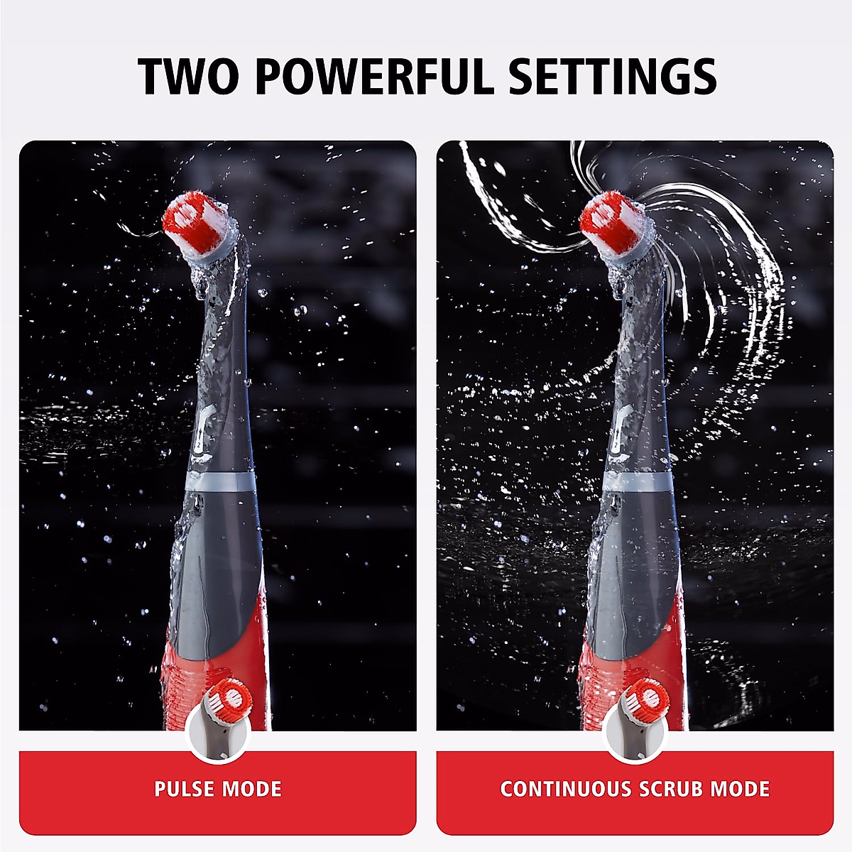 Rubbermaid Reveal Cordless Battery Power Scrubber, Gray/Red, Multi-Purpose Scrub Brush Cleaner for Grout/Tile/Bathroom/Shower/Bathtub, Water Resistant, Lightweight, Ergonomic Grip (1839685)