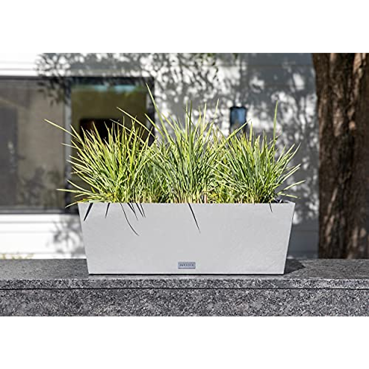 Veradek Pure Series Window Box Planter - Long Rectangular Planter for Indoor or Outdoor Windowsill/Balcony | Durable All-Weather Use with Drainage Holes | Modern Decor for Herbs, Small Plants, Flowers