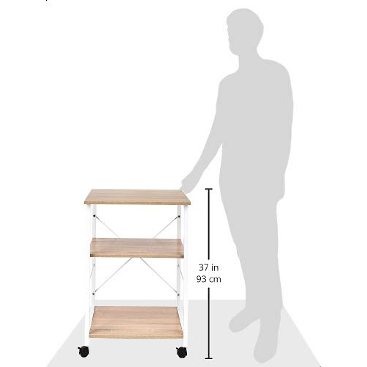 Amazon Basics Multipurpose Rolling Cart, Desk Extender, Natural