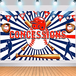 Baseball Party Decorations Banner Baseball Concessions Banner Baseball Party Supplies Large Sports Themed Birthday Backdrop for Boys Kids Teens Baseball Birthday Holiday Party Favor